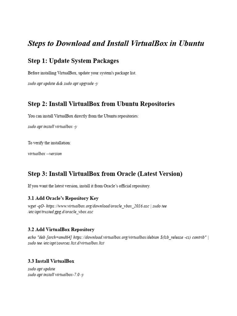 Steps to Download and Install VirtualBox in Ubuntu | PDF | Computing ...