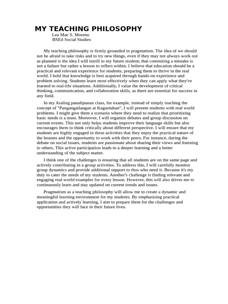 MY TEACHING PHILOSOPHY_20250316_220051_0000 | PDF | Learning | Intelligence