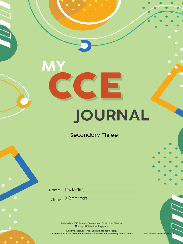 Low Kai Ning (Sacss) - Sec 3 CCE | PDF | Well Being | Behavior