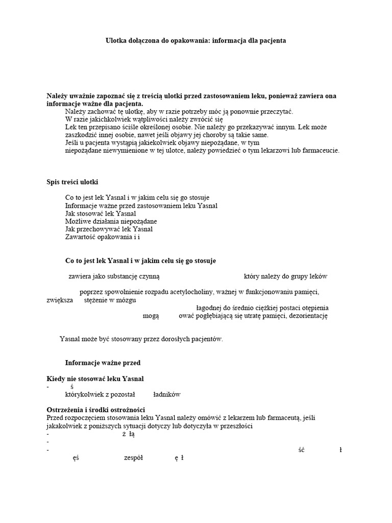 Ulotka Yasnal Tabletki Powlekane 5 MG | PDF
