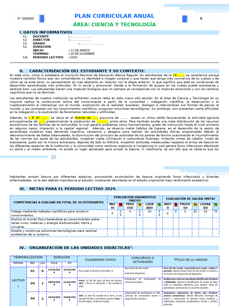 Programación Anual - Cyt 3° | PDF | Evaluación | Aprendizaje