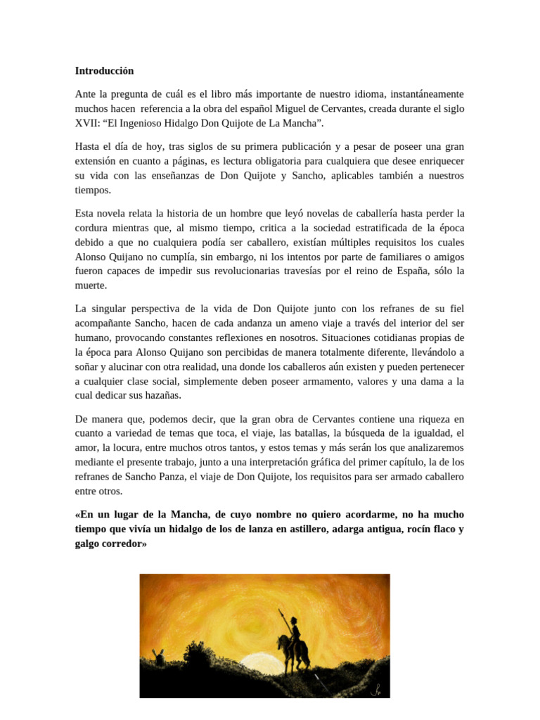 Analisis Don Quijote de La Mancha | PDF | Don Quijote | Miguel De Cervantes