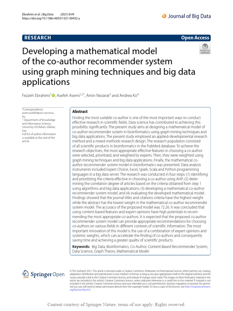 Developing A Mathematical Model of The Co-Author R | PDF ...