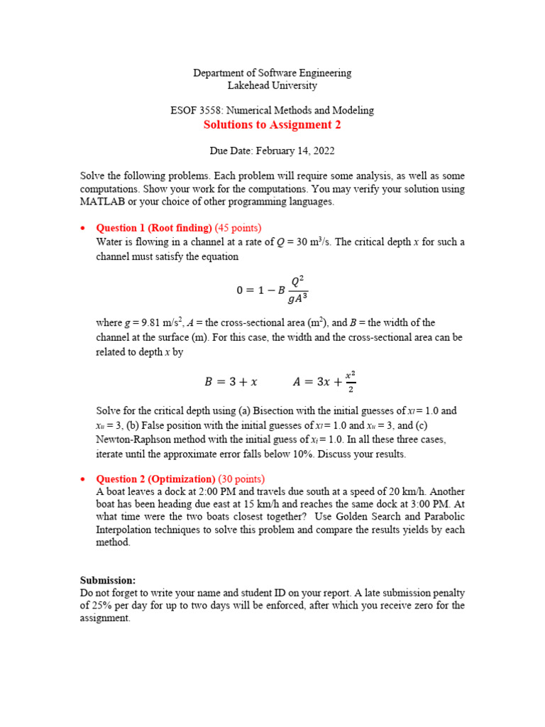 Assignment2 Solutions Withmarking - Scheme | PDF | Numerical Analysis | Mathematical Analysis