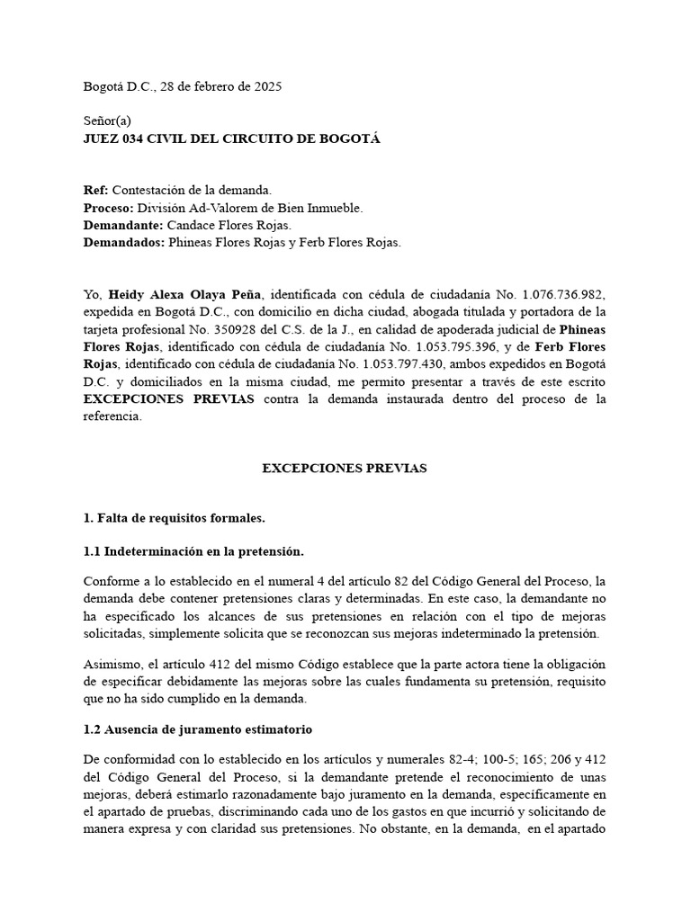 Excepciones Previas | PDF