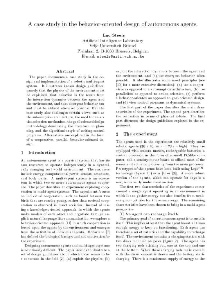 A Case Study in The Behavior-Oriented Design of Autonomous Agents | PDF