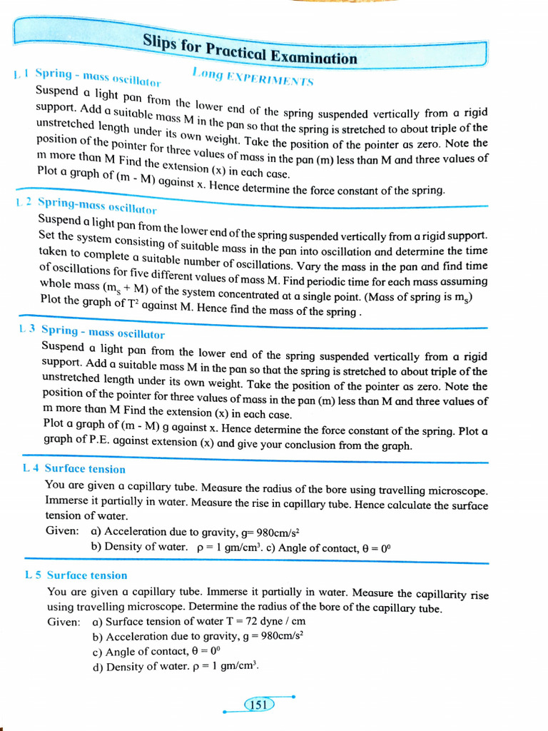 Spring-Mass Oscillator Experiments Guide | PDF | Surface Tension ...