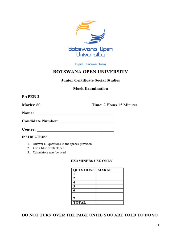 JC Social Studies Mock Exam P2 | PDF