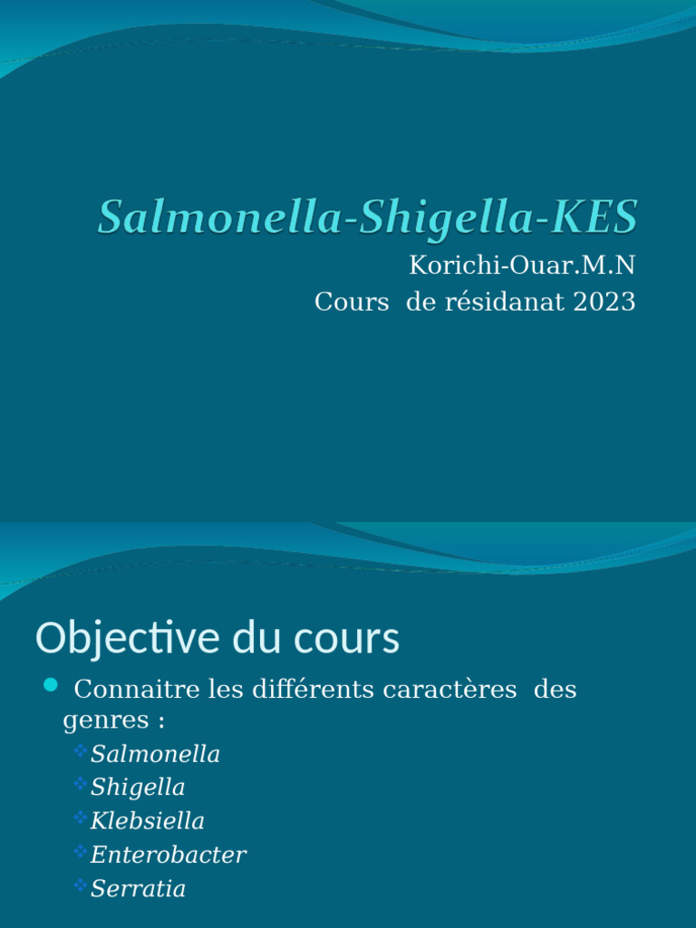 10-Enterobacteries Cours 2023 Ok | PDF | Escherichia coli | Salmonelle