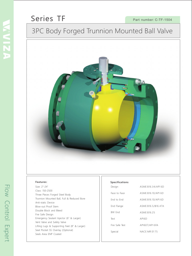 Trunnion Mounted Ball Series TF | PDF | Valve | Mechanical Engineering