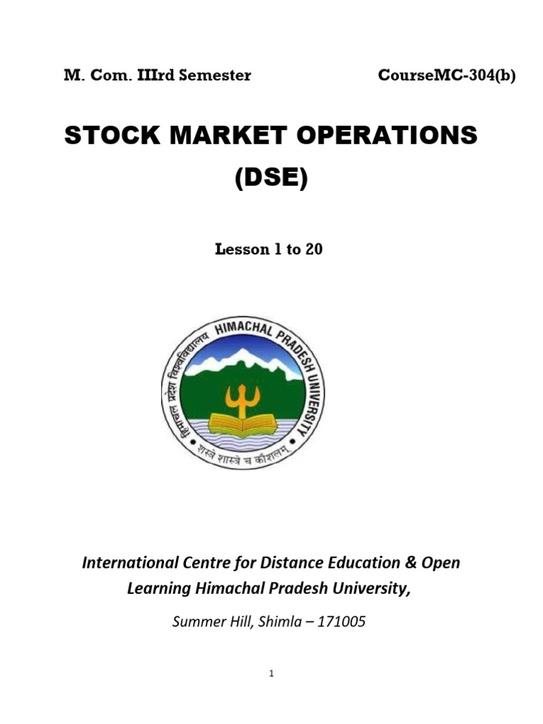 STOCK MARKET OPERATIONSMC304 (B) | PDF | Derivative (Finance) | Bonds ...