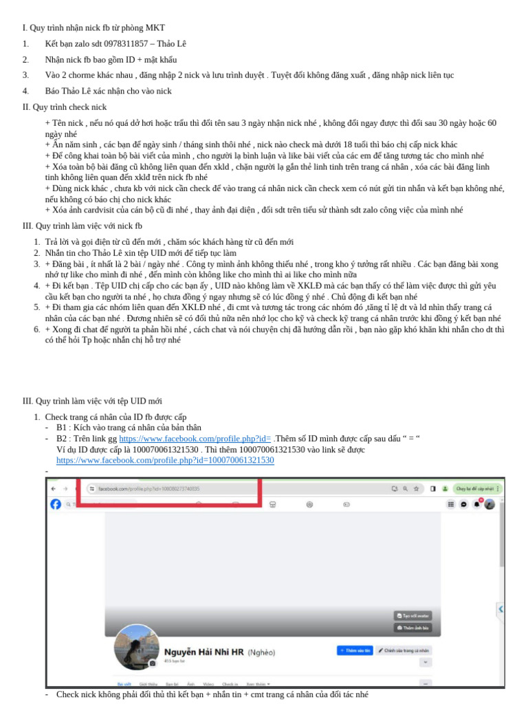 Quy trình nhận nick fb | PDF