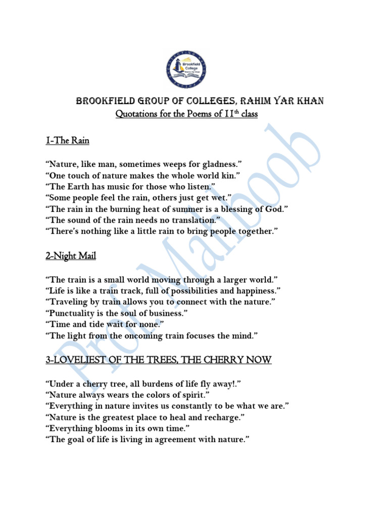 Quotations for 11th Grade Poems | PDF | God In Islam