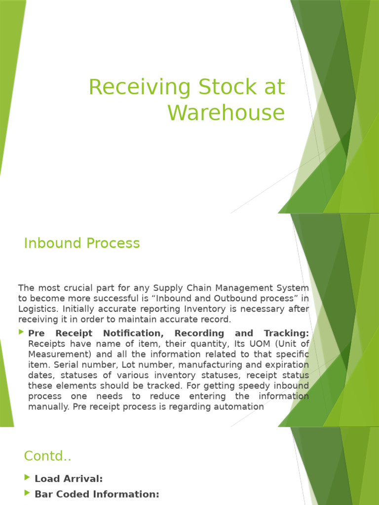 Receiving Stock at Warehouse | PDF | Receipt | Warehouse
