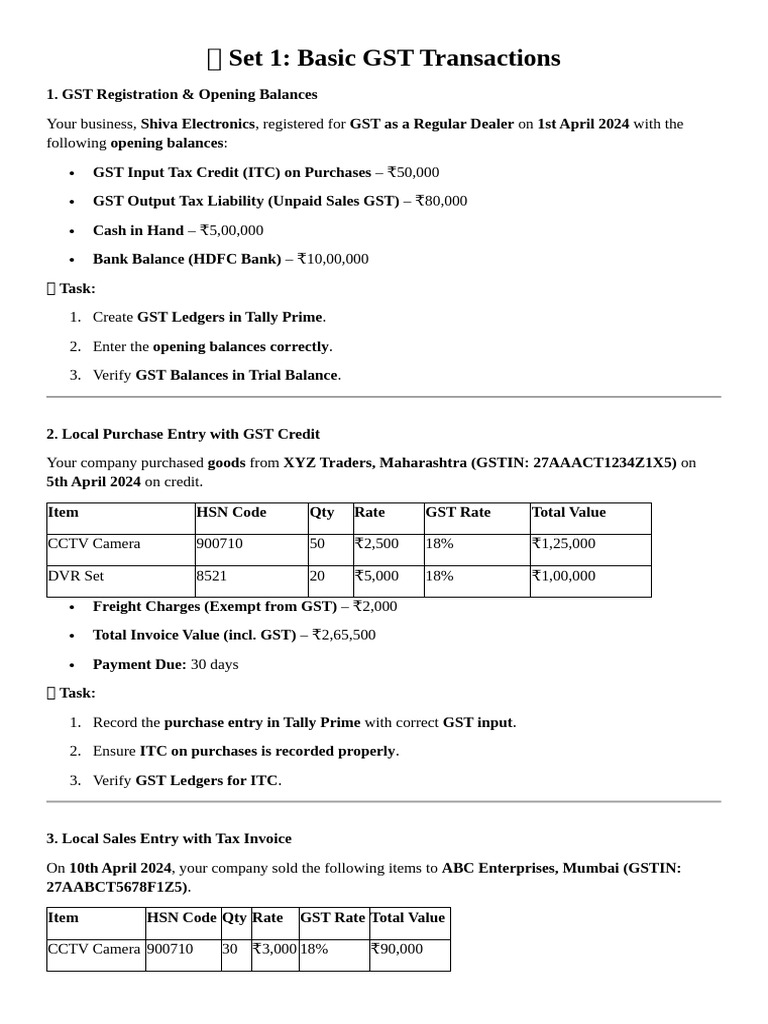 GST Assignment Set 1 | PDF | Invoice | Debits And Credits
