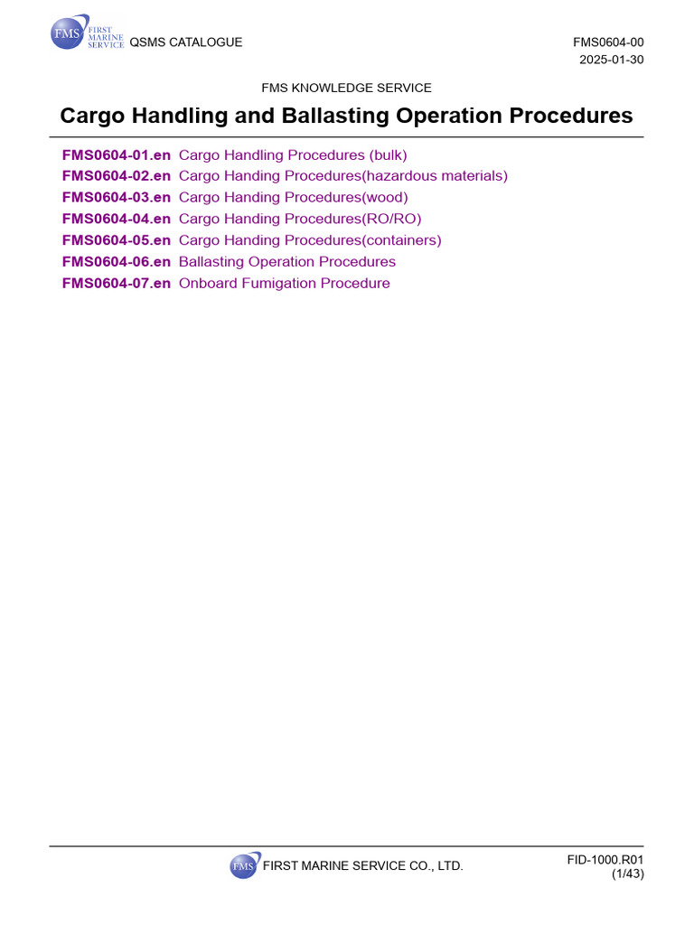 Cargo Handling and Ballasting Operation Procedures | PDF | Cargo | Ships