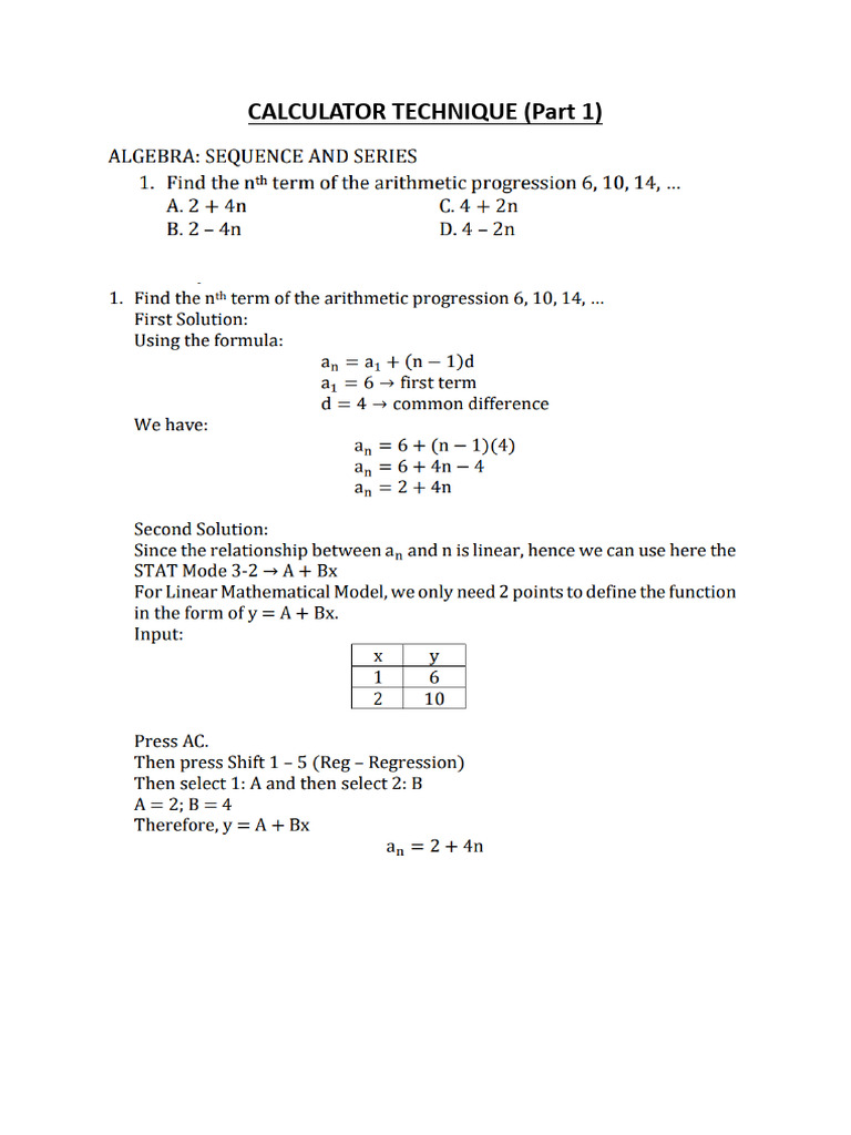 Calculator Technique 1 | PDF