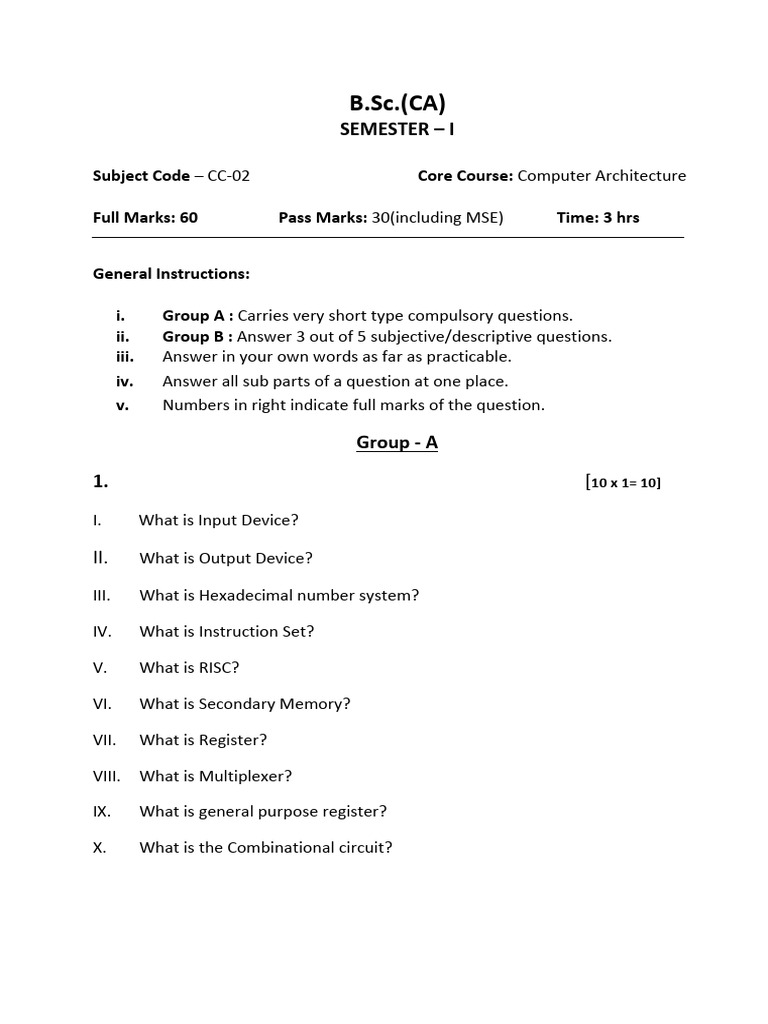 Computer Architecture Exam Guide | PDF