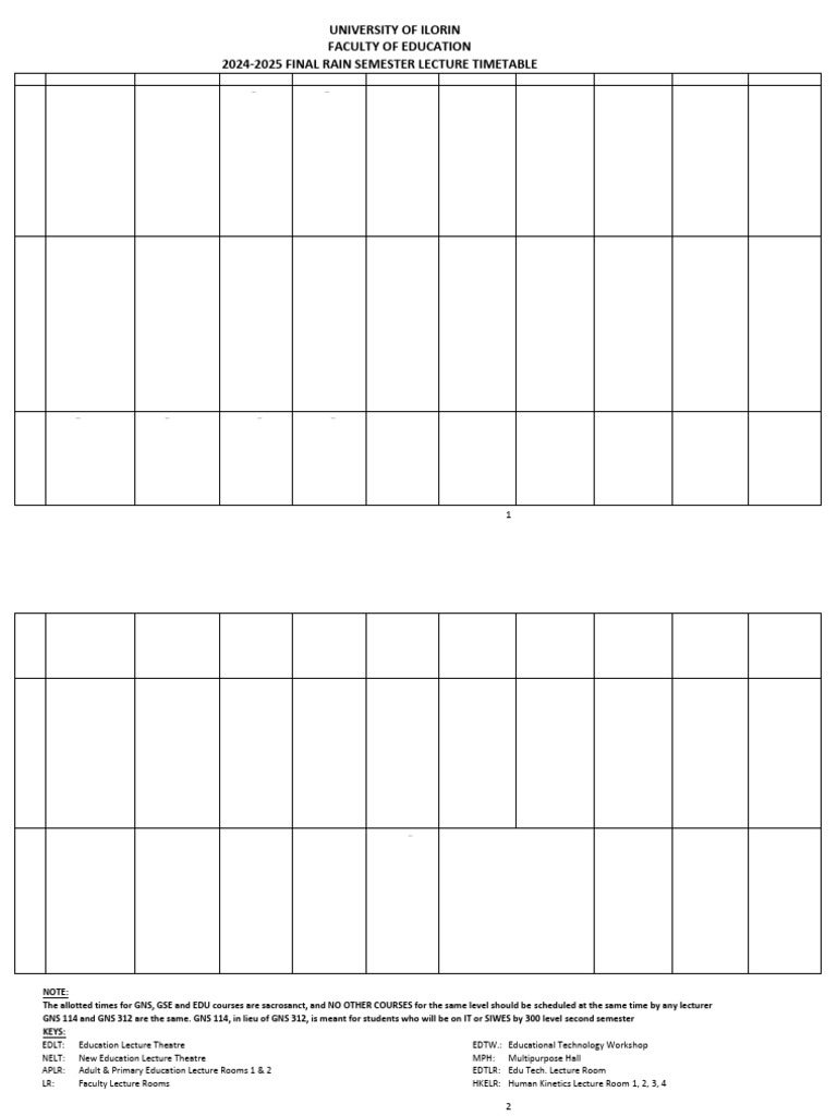 FINAL_EDUCATION_2024_2025_Rain_Semester_Lecture_Time_Tab_17032025 | PDF