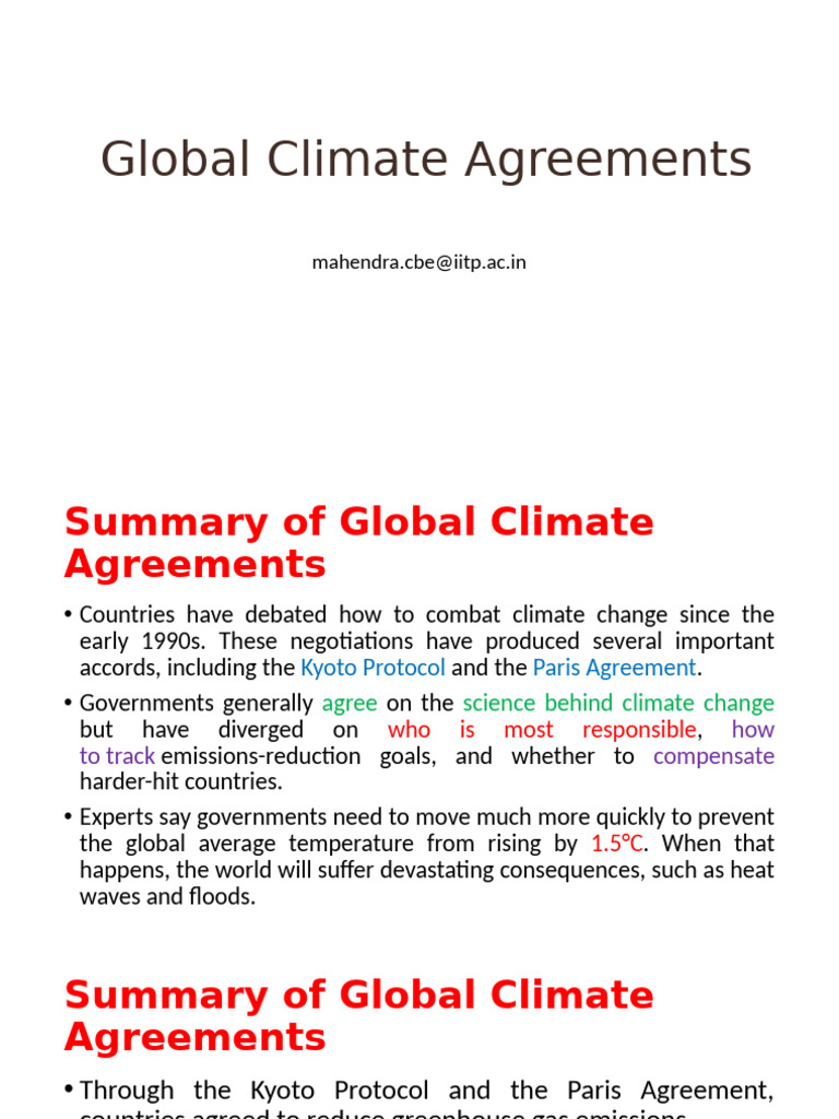 Overview of Global Climate Agreements | PDF | Climate Change | Kyoto ...