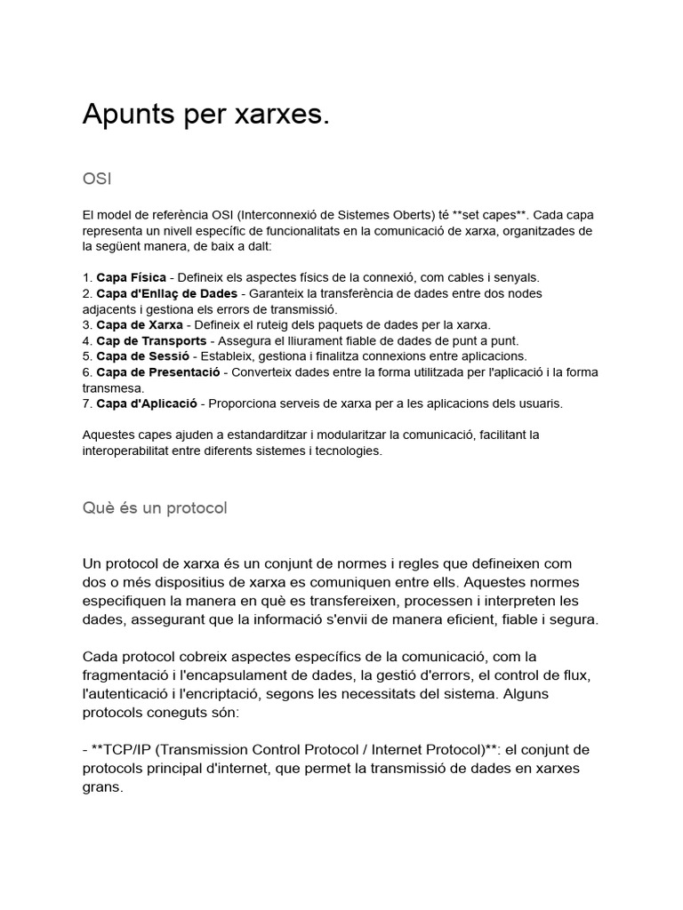 Apunts Per Xarxes | PDF