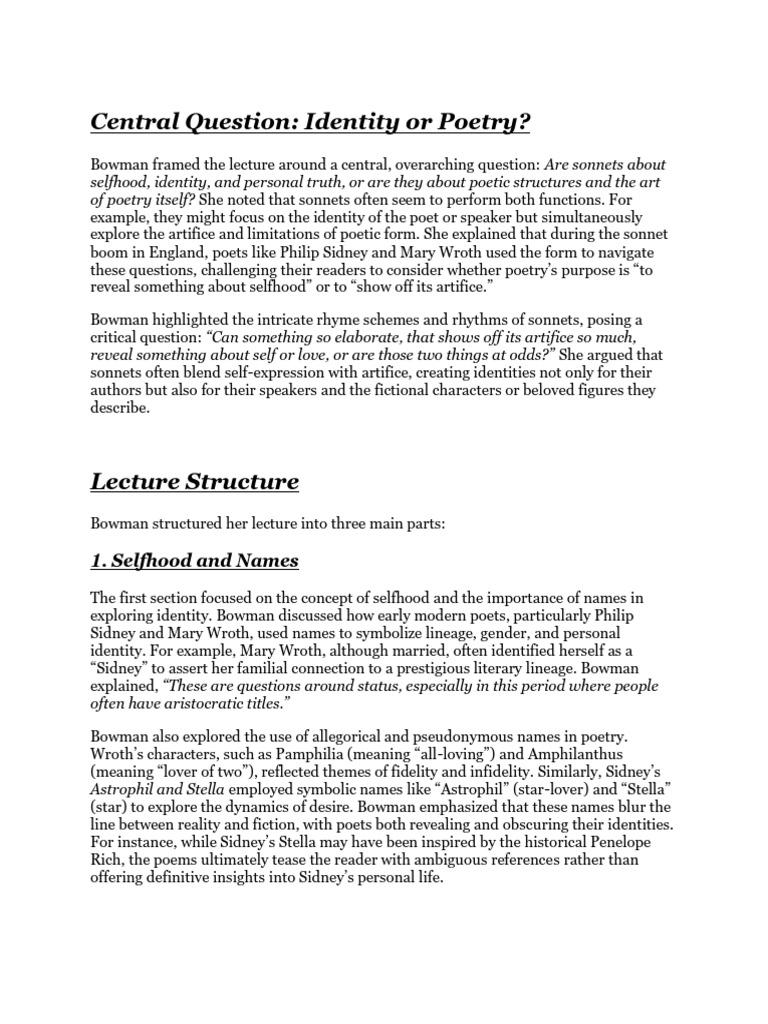 23 1 25 Early modern lit lecture | PDF | Poetry | Sonnets