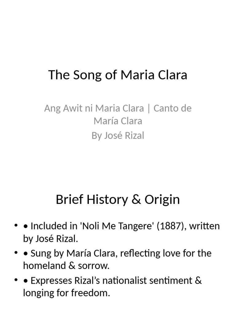 The Song of Maria Clara: A Patriot's Lament | PDF