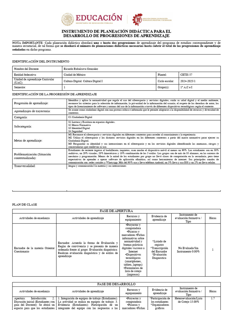 Progresion 1 | PDF | Tableta | Enseñando