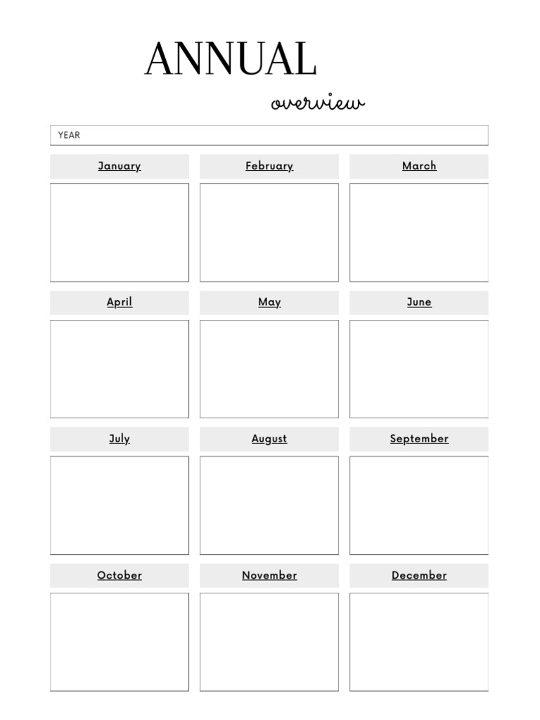 Simple Annual Overview Planner | PDF
