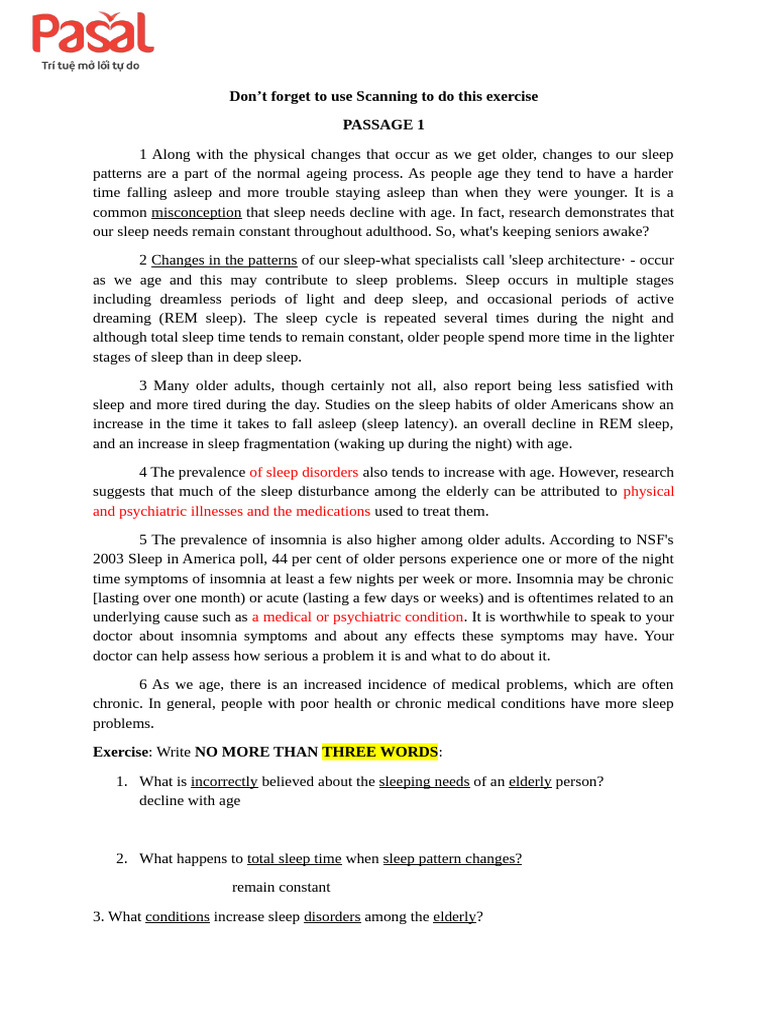 Practice IELTS Foundation Lesson 4 | PDF | Sleep