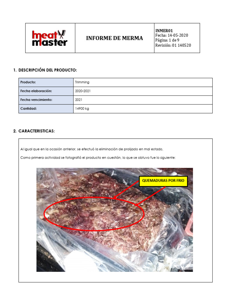 INFORME DE MERMA TRIMMING octubre | PDF
