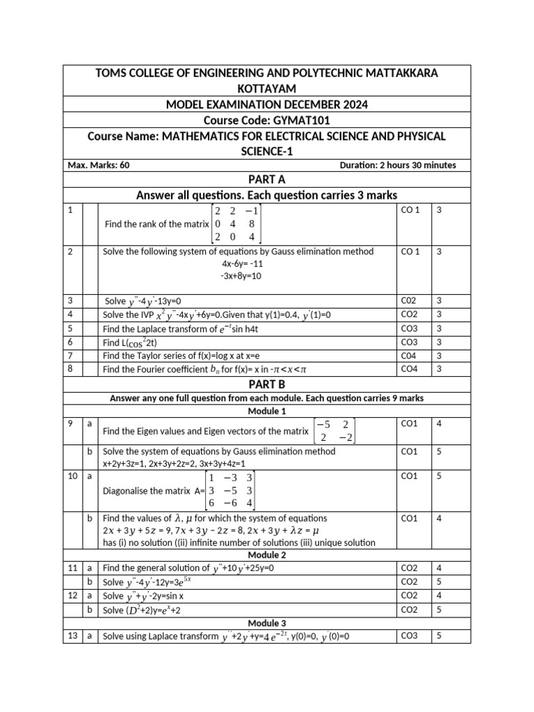 Model Question Paper | PDF | Numerical Analysis | Algorithms