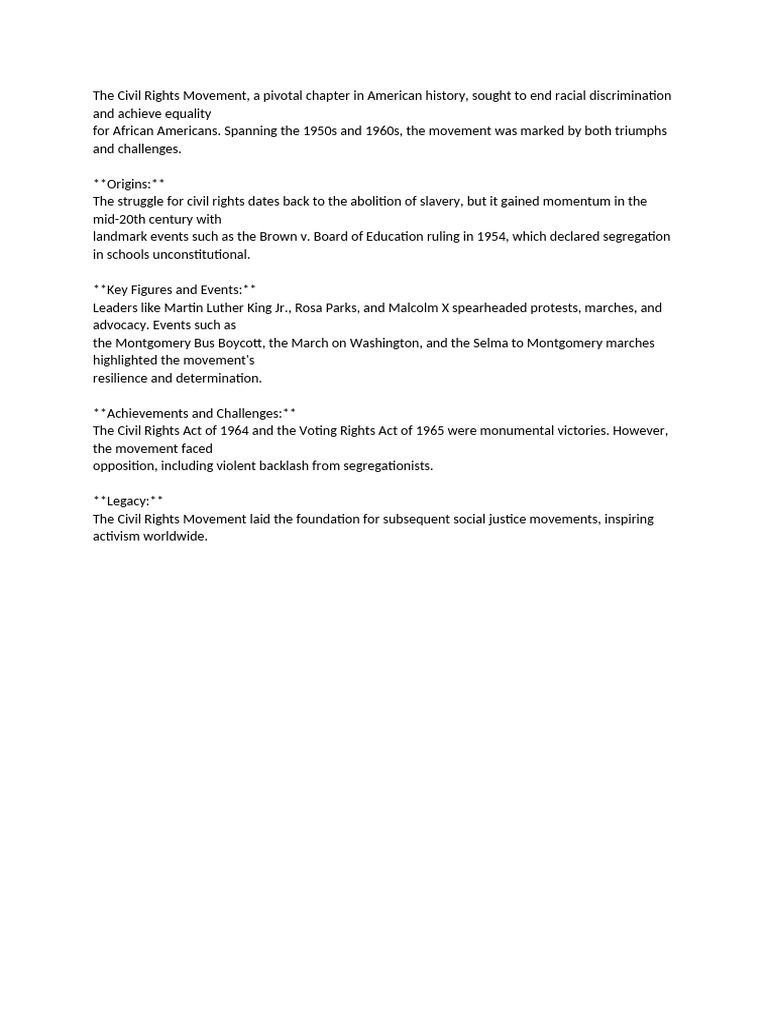 Civil Rights Movement Overview and Impact | PDF