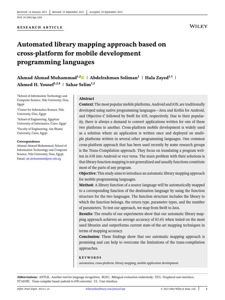 Automated Library Mapping Approach Based On Cross-Platform For Mobile Development Programming ...