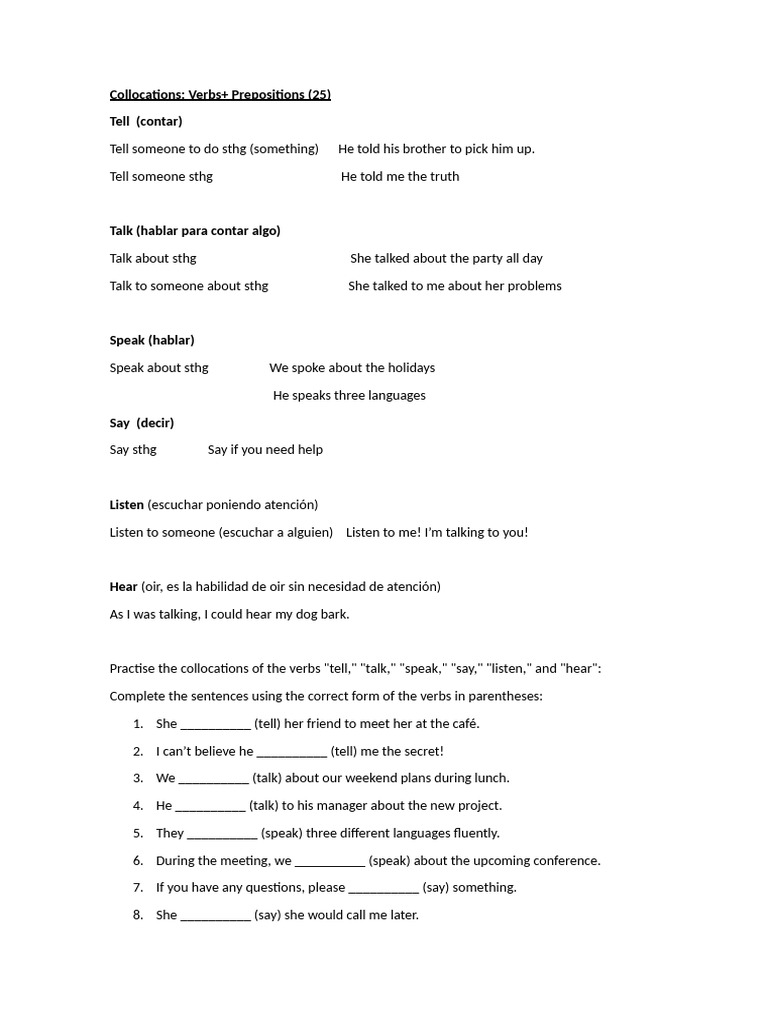 Collocations B1 | PDF