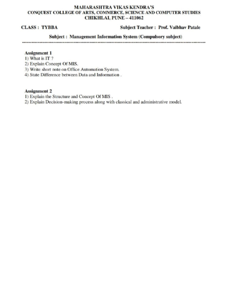 Management Information System | PDF | Computing | Information Technology