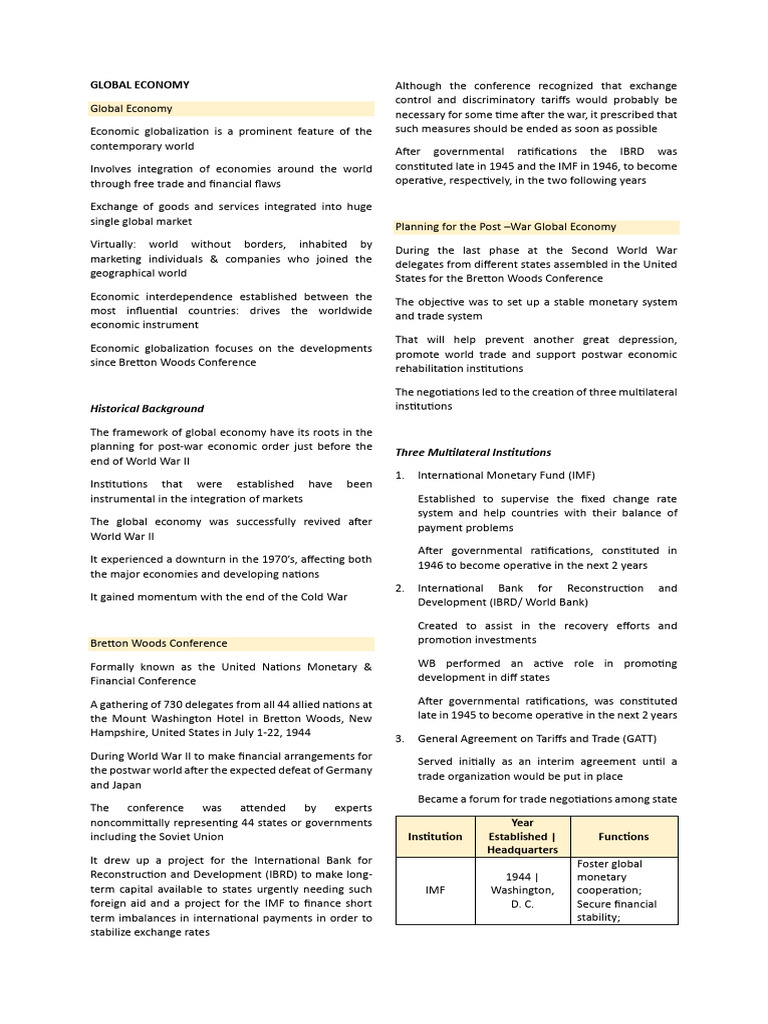 CWORLD | PDF | Sustainability | Bretton Woods System