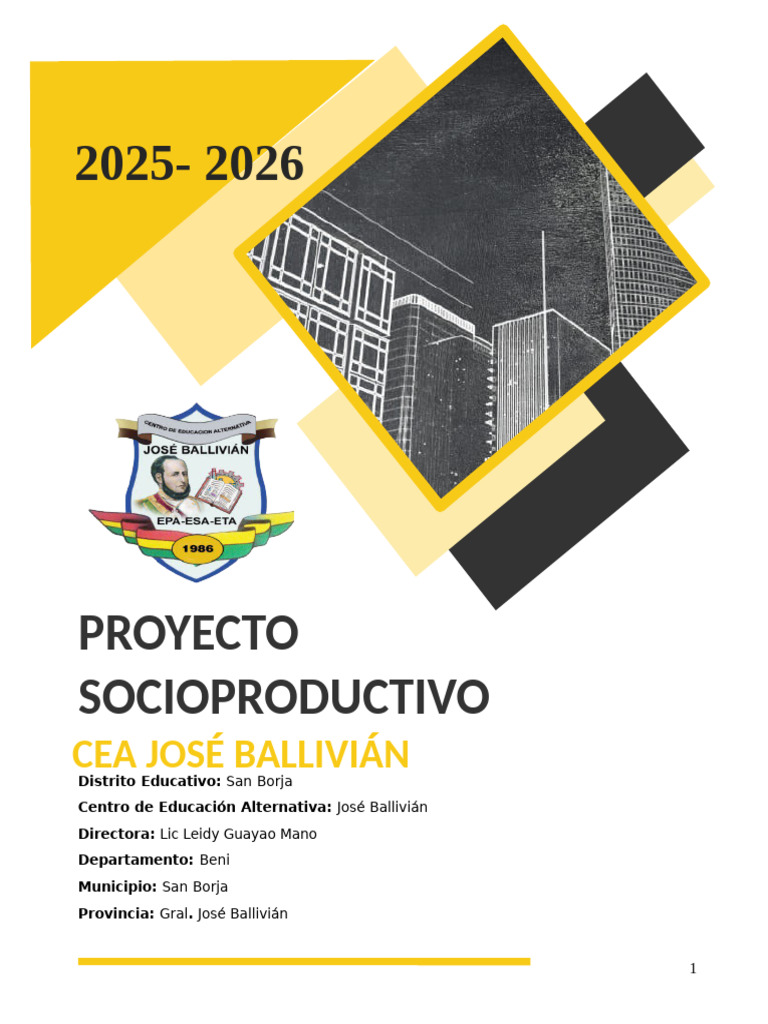PSP 2025-2026 Cea Jose Ballivian | PDF | Iniciativa empresarial | Igualdad de género