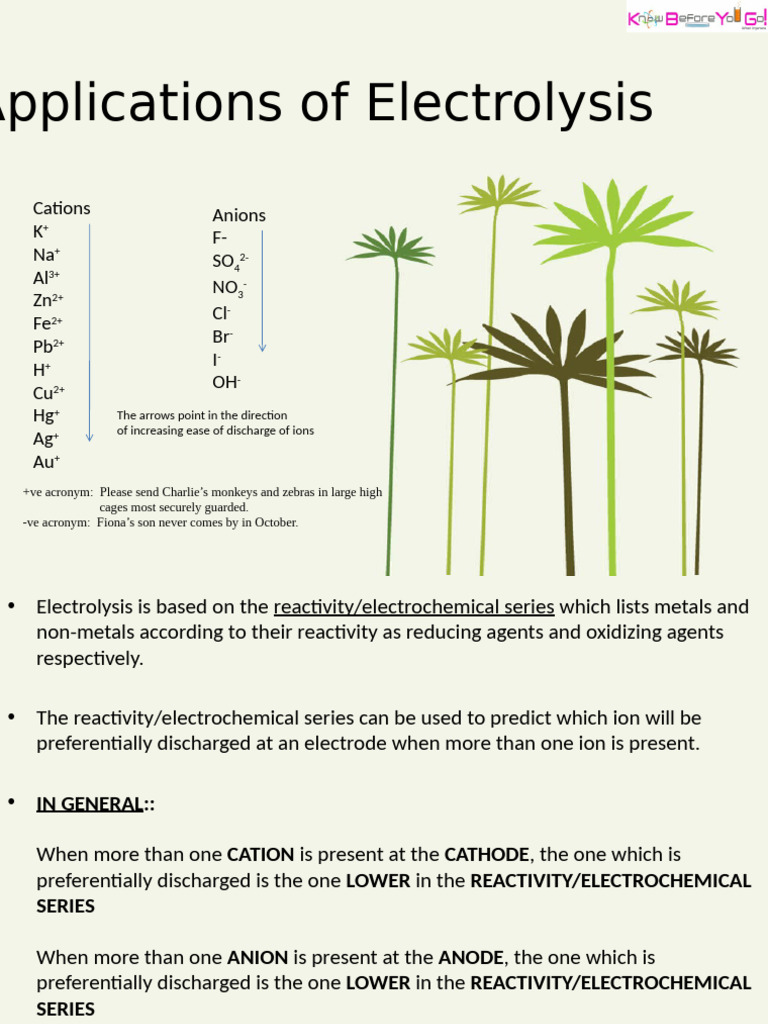 Applications of Electrolysis | PDF | Chemical Reactions | Sodium