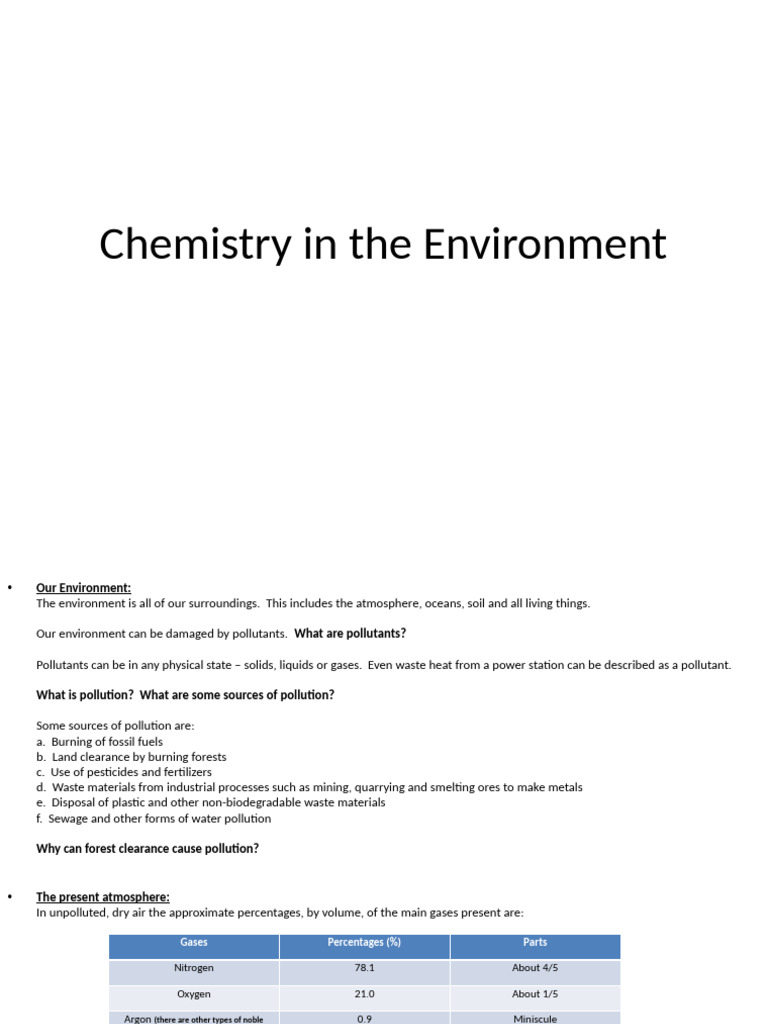 Chemistry in The Environment | PDF | Waste | Ozone