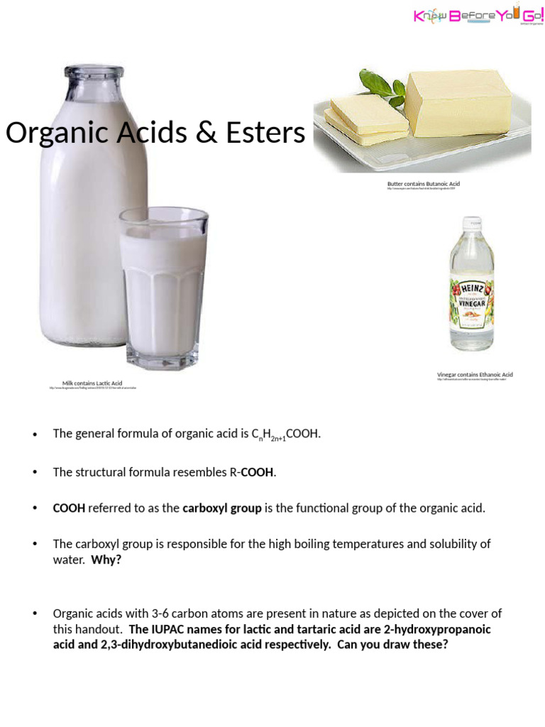 Organic Acids & Esters | PDF | Ester | Acid