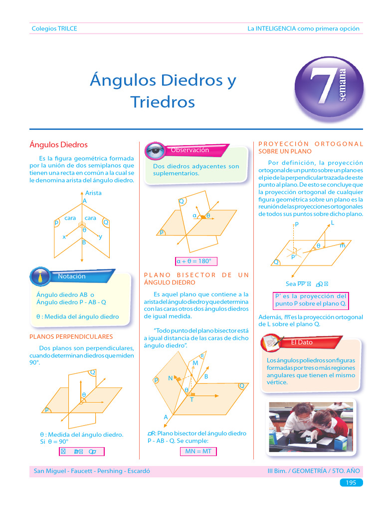 Guía 7 - Ángulos Diedros y Triedros | PDF | Ángulo | Perpendicular