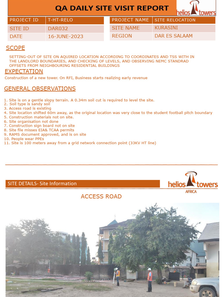 Site Setup for Kurasini Tower Project | PDF