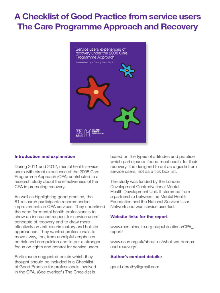 A Checklist of Good Practice | PDF | Mental Health | Psychology