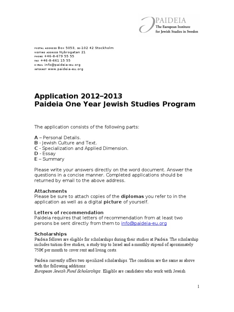 Application Paideia OYP 2012 131 | PDF | Jews | Expert