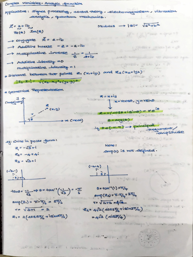 Complex Variables and Linear Algebra Notes | PDF