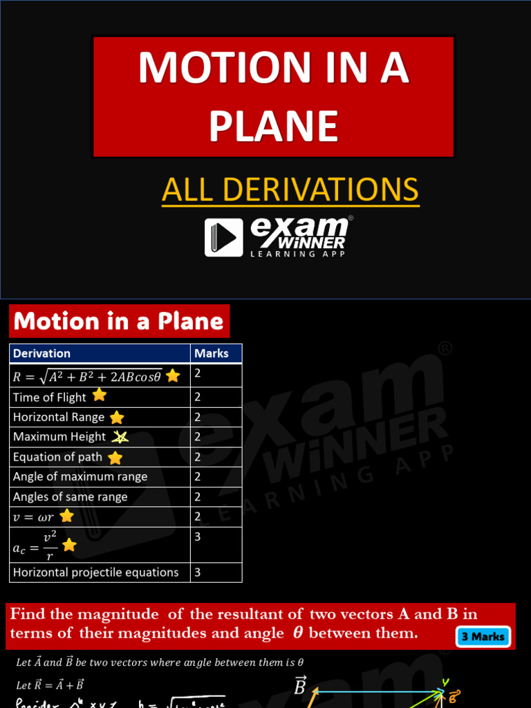 Motion in a Plane: Derivations and Equations | PDF | Acceleration ...