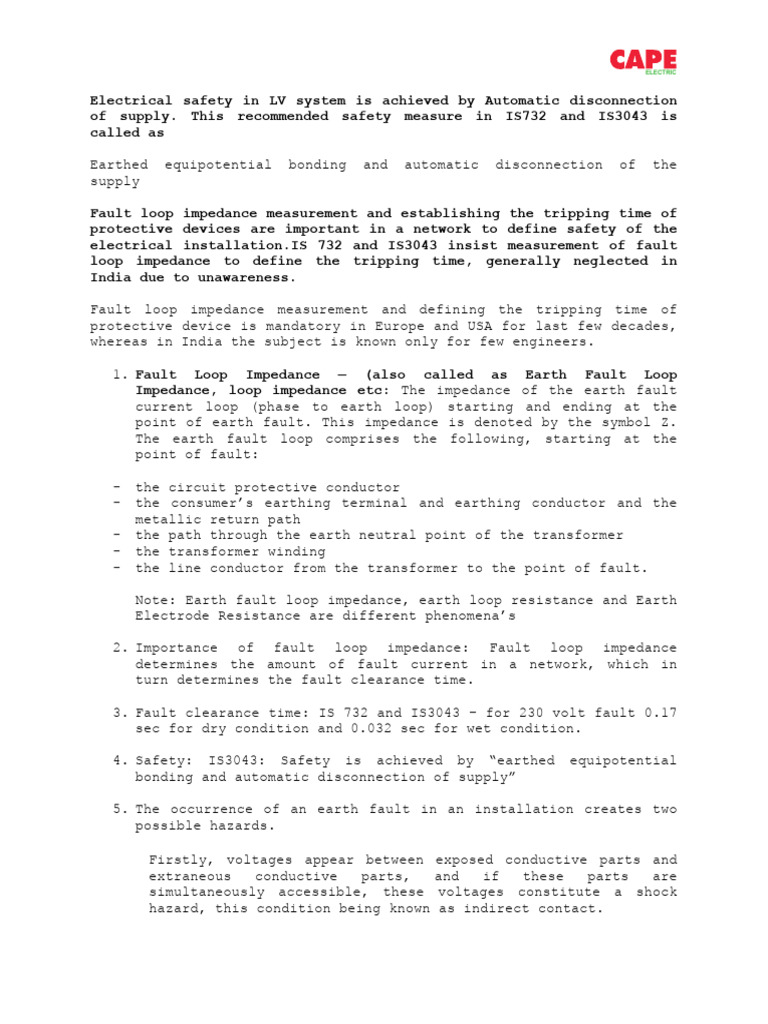 Fault Loop Impedance Measurement | PDF | Power Engineering | Power ...