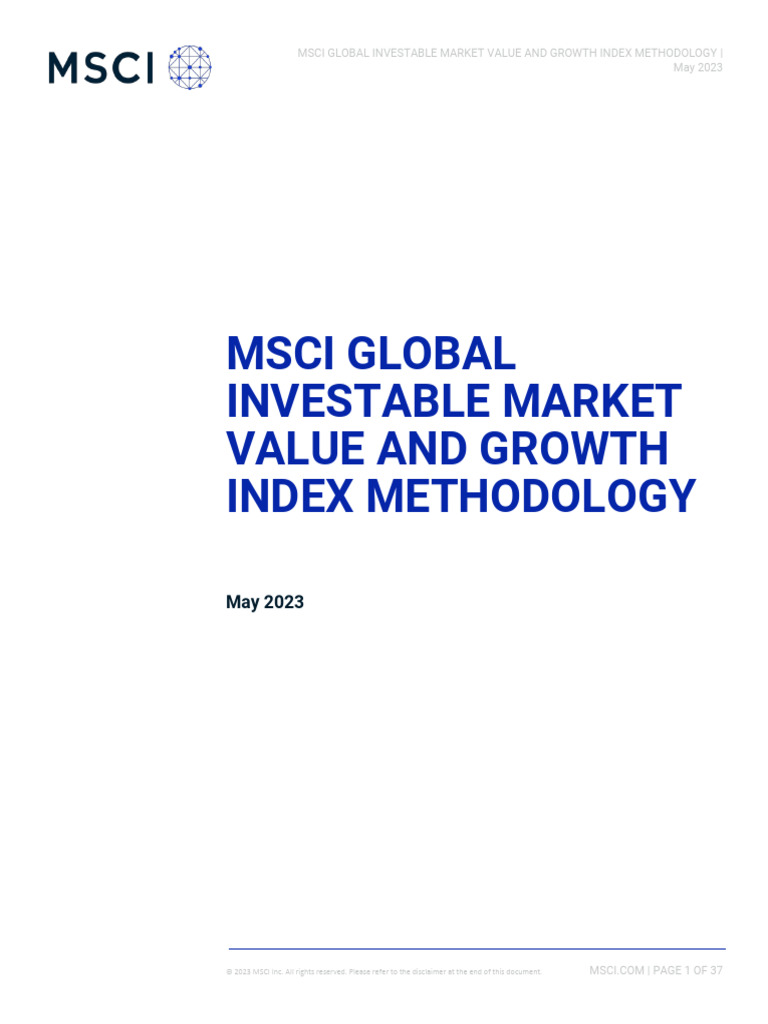 MSCI Value and Growth Index Methodology | PDF | Standard Score | Msci