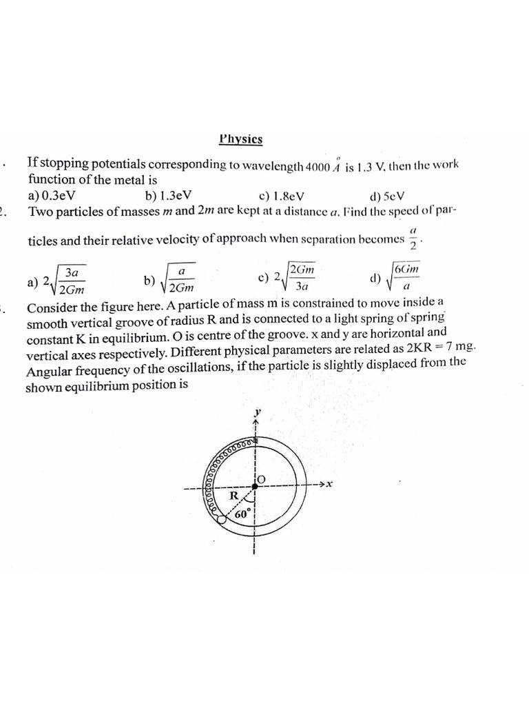 Physics Problems on Work Function and Oscillations | PDF | Electron | Electronvolt